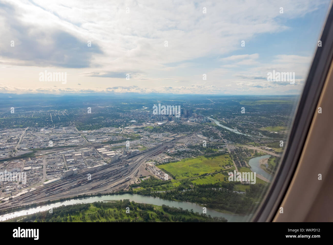 Aerial view of the Calgary downtown skyline at Canada Stock Photo - Alamy