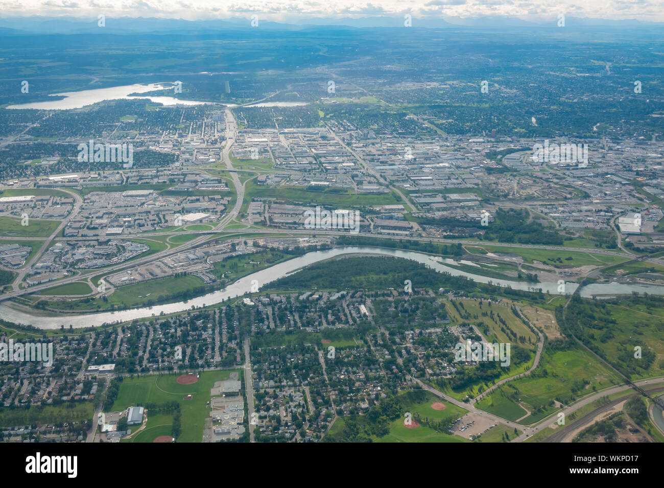 Aerial view of the Calgary downtown cityscape at Canada Stock Photo - Alamy