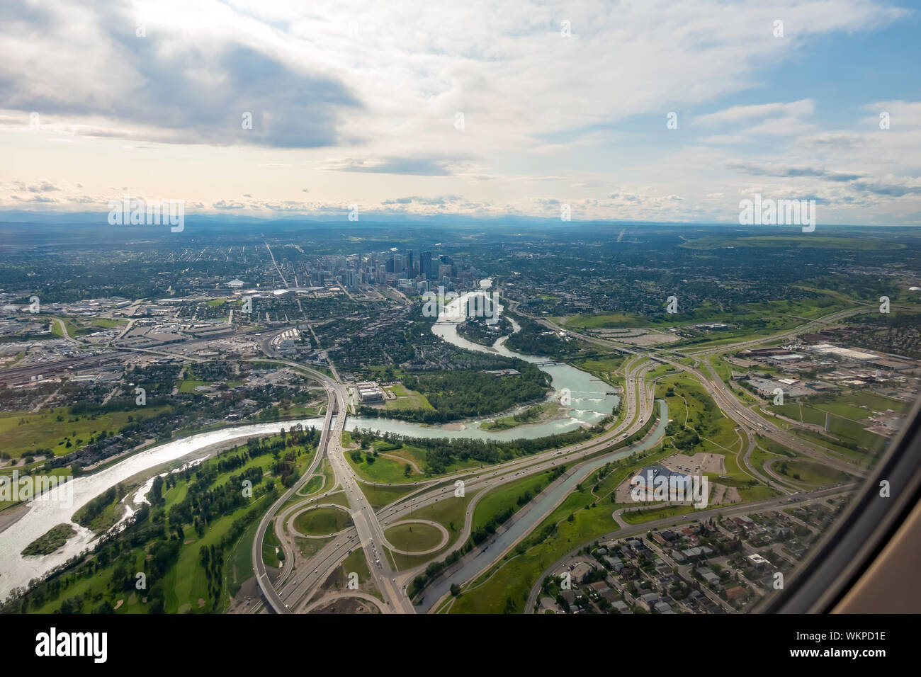 Aerial view of the Calgary downtown skyline at Canada Stock Photo - Alamy