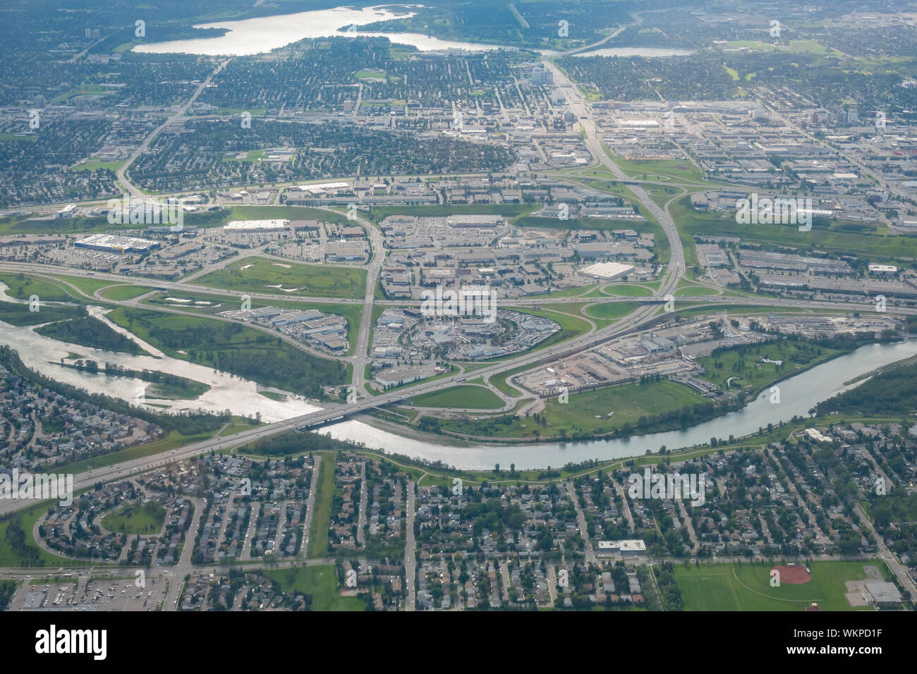 Aerial view of the Calgary downtown cityscape at Canada Stock Photo - Alamy