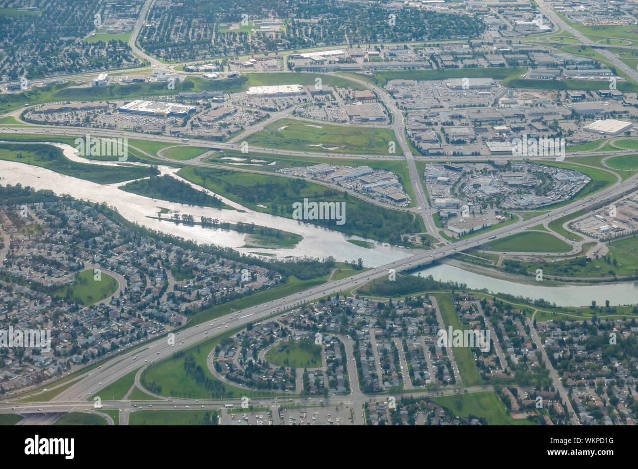 Aerial view of the Calgary downtown cityscape at Canada Stock Photo - Alamy