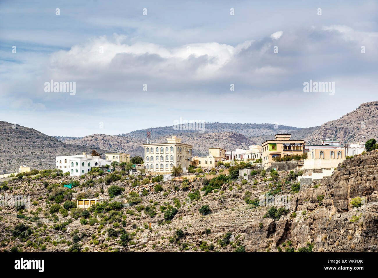 Image of landscape with village Wadi Bani Habib in Oman Stock Photo - Alamy