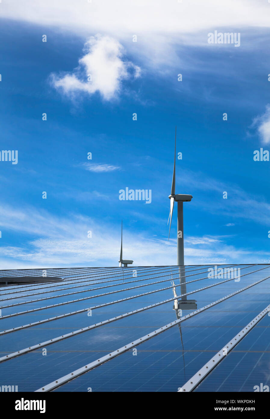 Solar and wind energy for clean environment Stock Photo - Alamy
