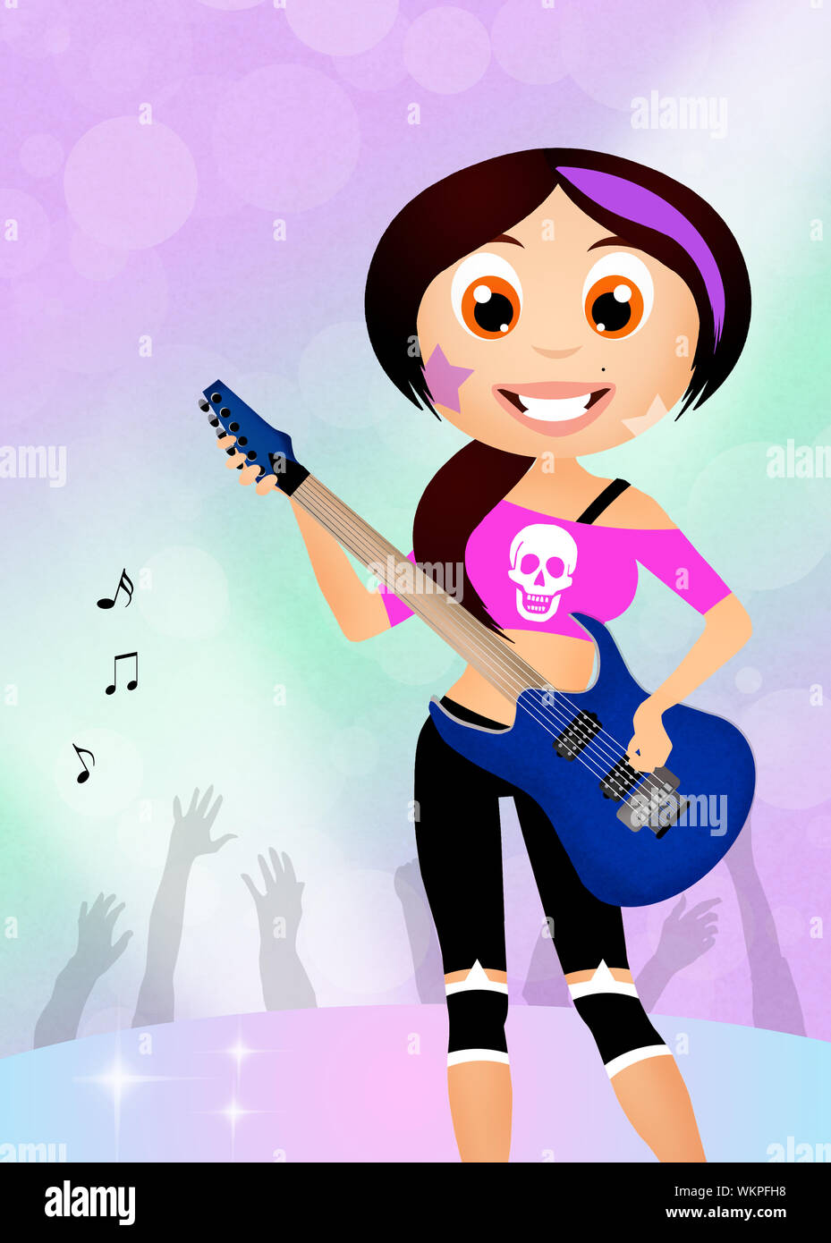Cartoon girl playing guitar hi-res stock photography and images - Alamy