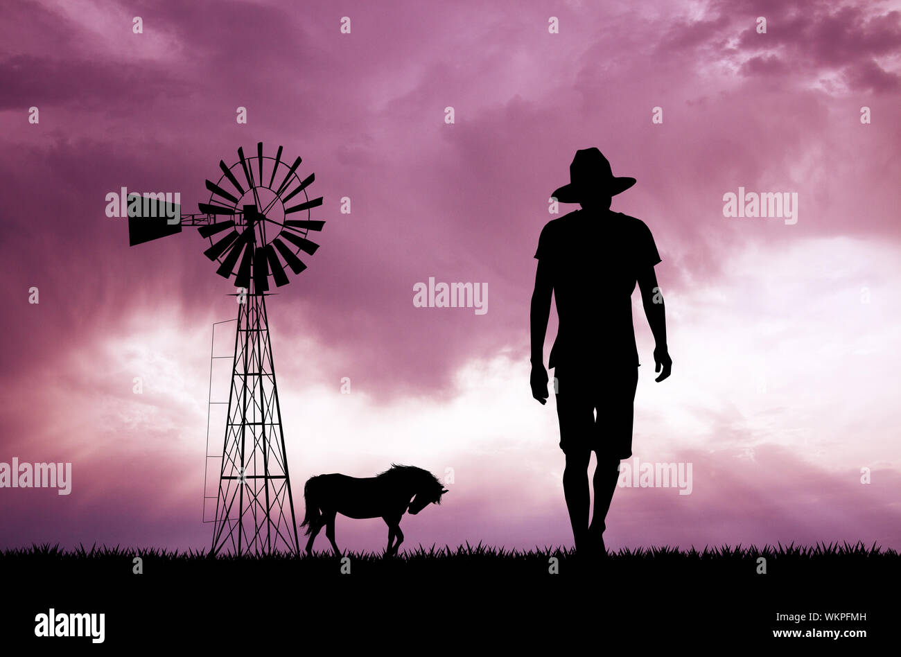 Man in the framland Stock Photo - Alamy