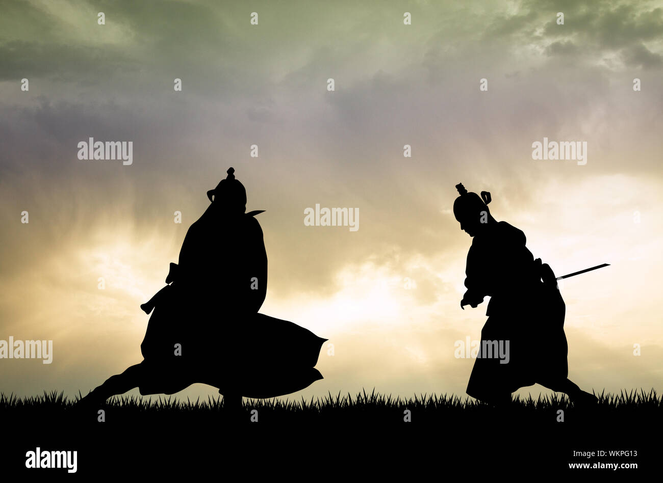 fighting Samurai Stock Photo - Alamy