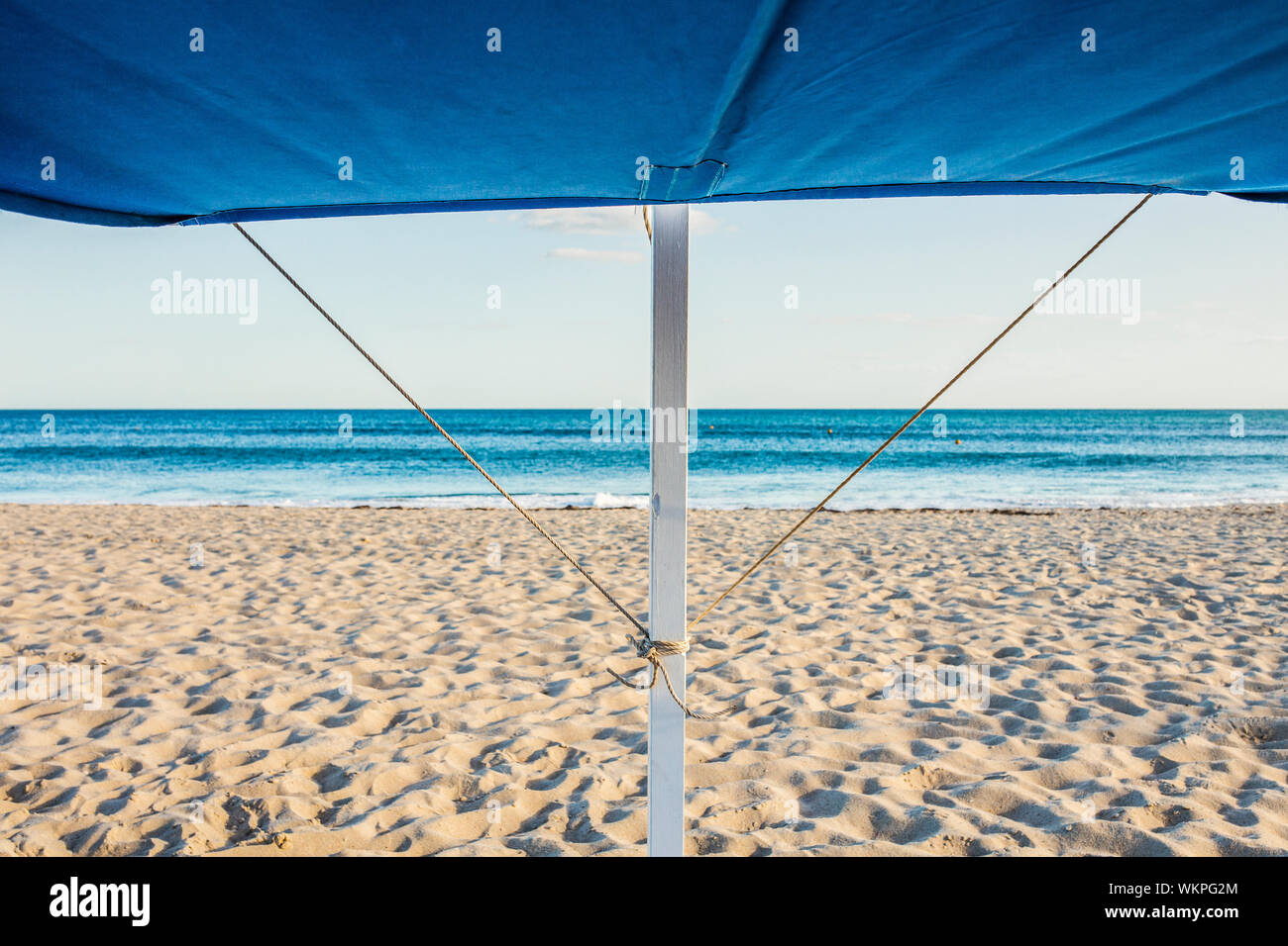 Awning structure for beach chair. Beach background Stock Photo - Alamy