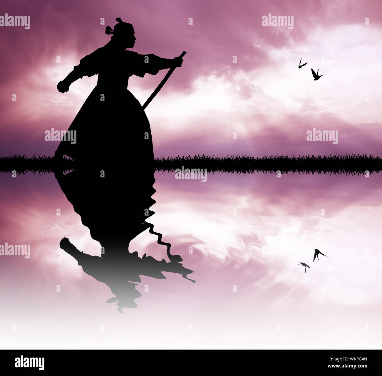 Samurai at sunset Stock Photo - Alamy