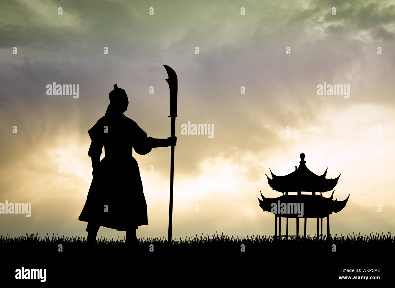 Samurai at sunset Stock Photo - Alamy