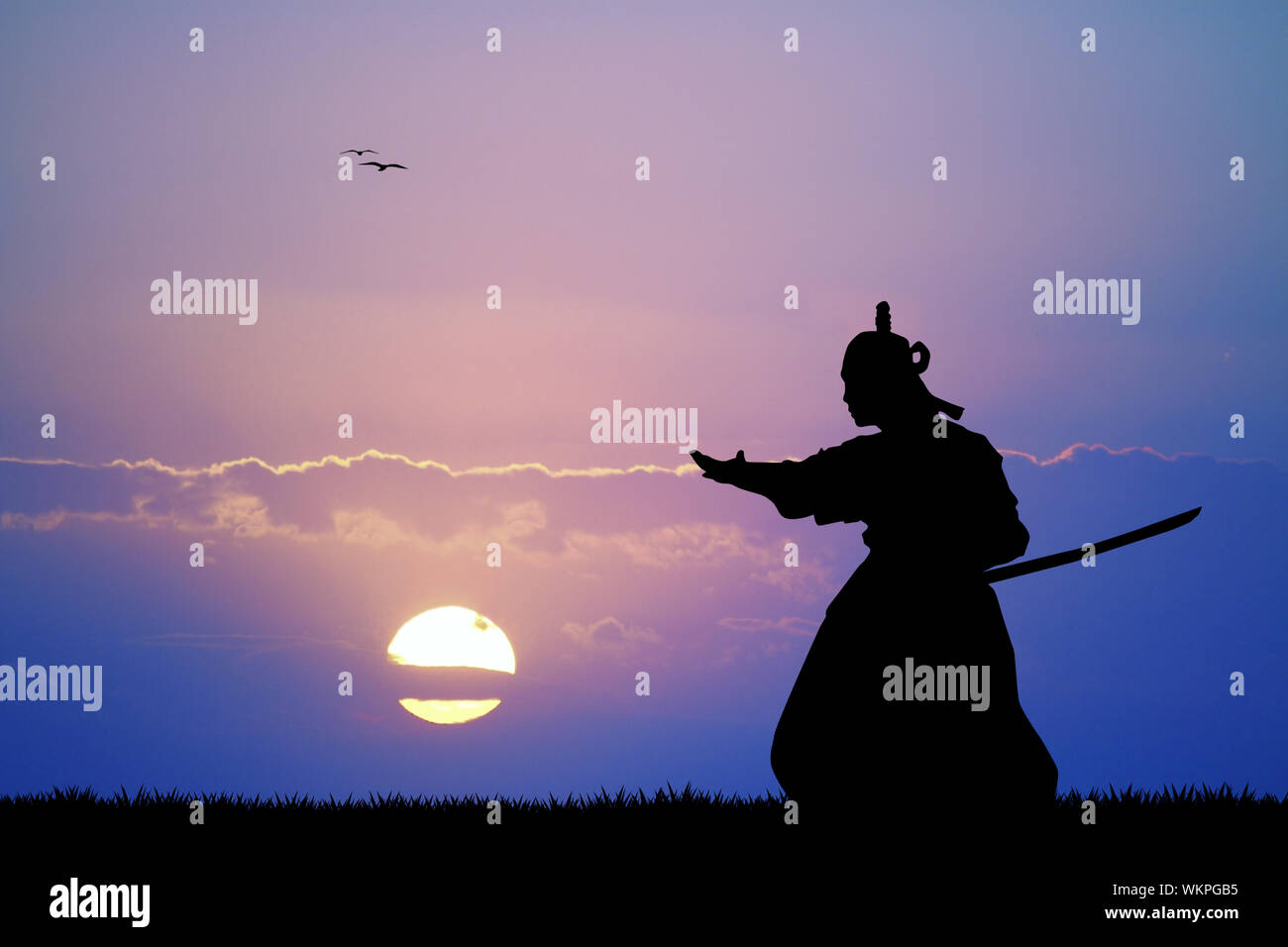 Samurai with sword Stock Photo - Alamy