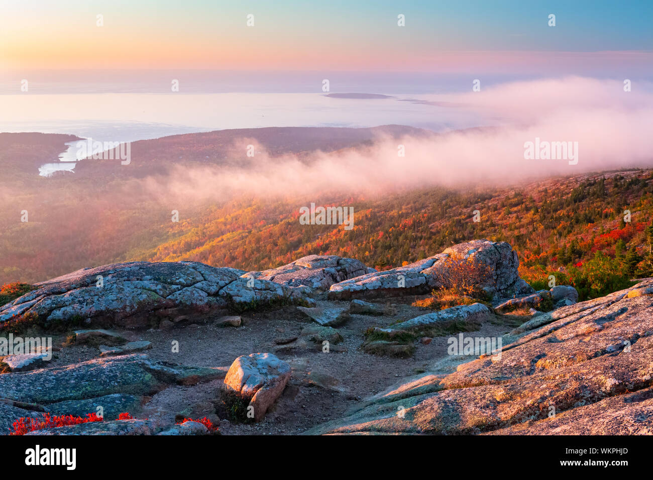 Autumn Sunrise in Acadia National Park, Maine from top of Cadillac ...