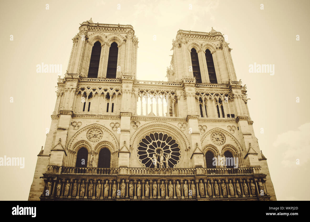 Notre Dame de Paris with sepia toned Stock Photo - Alamy