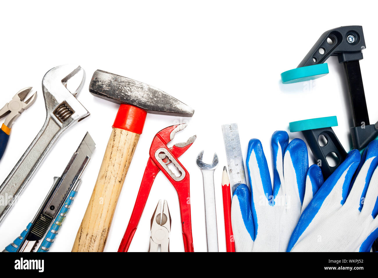 Various used tools isolated on white background Stock Photo - Alamy