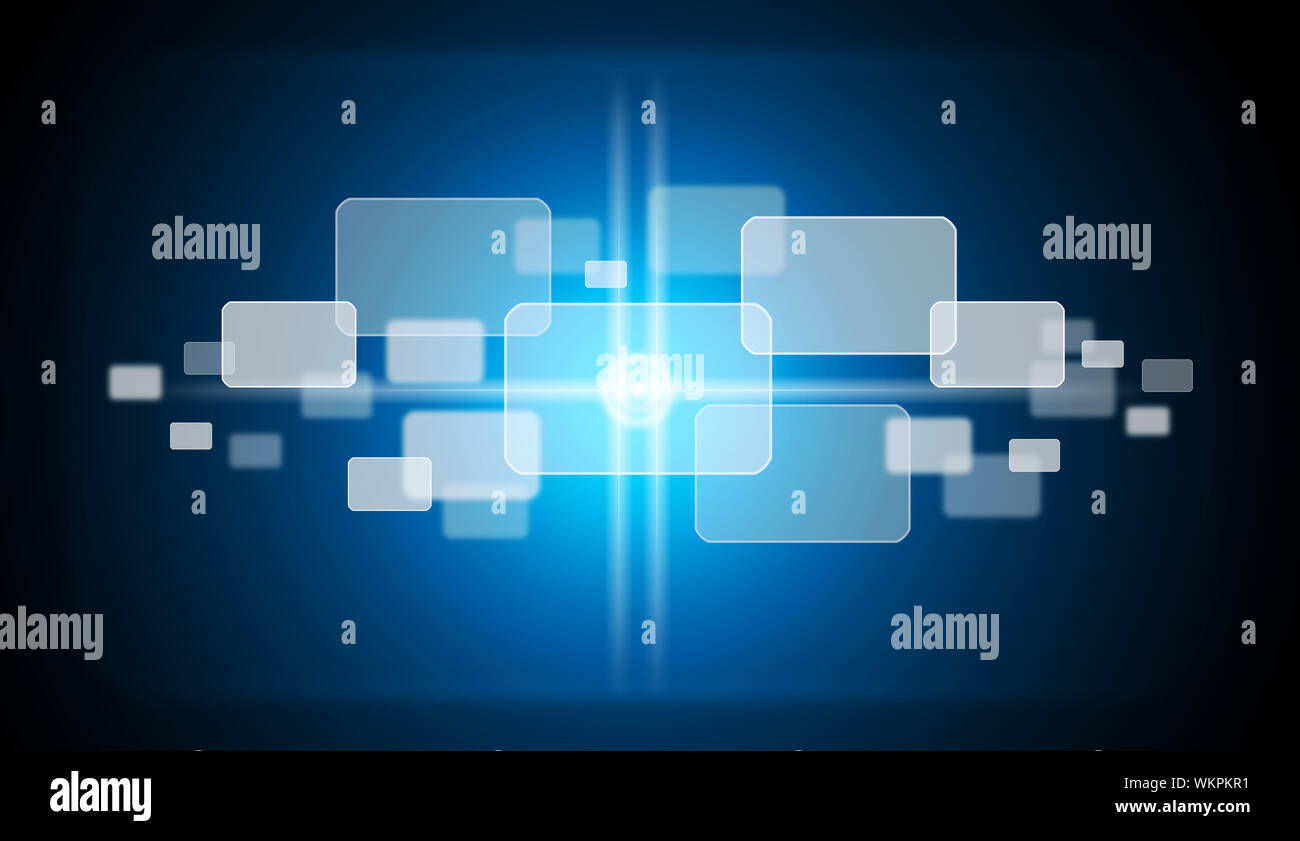 Transparent rectangles on blue background. Technology background Stock ...