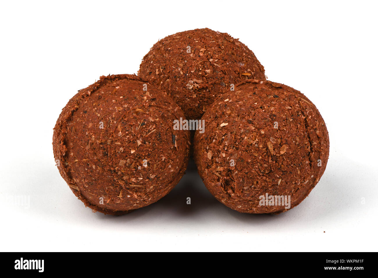 Close up view of boilies, fishing baits for carp isolated on white ...