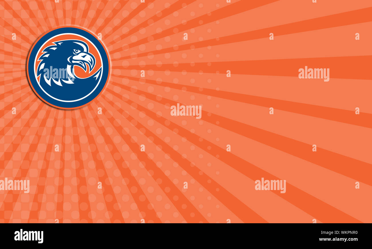 Business card showing illustration of a bald eagle head with spiky neck ...