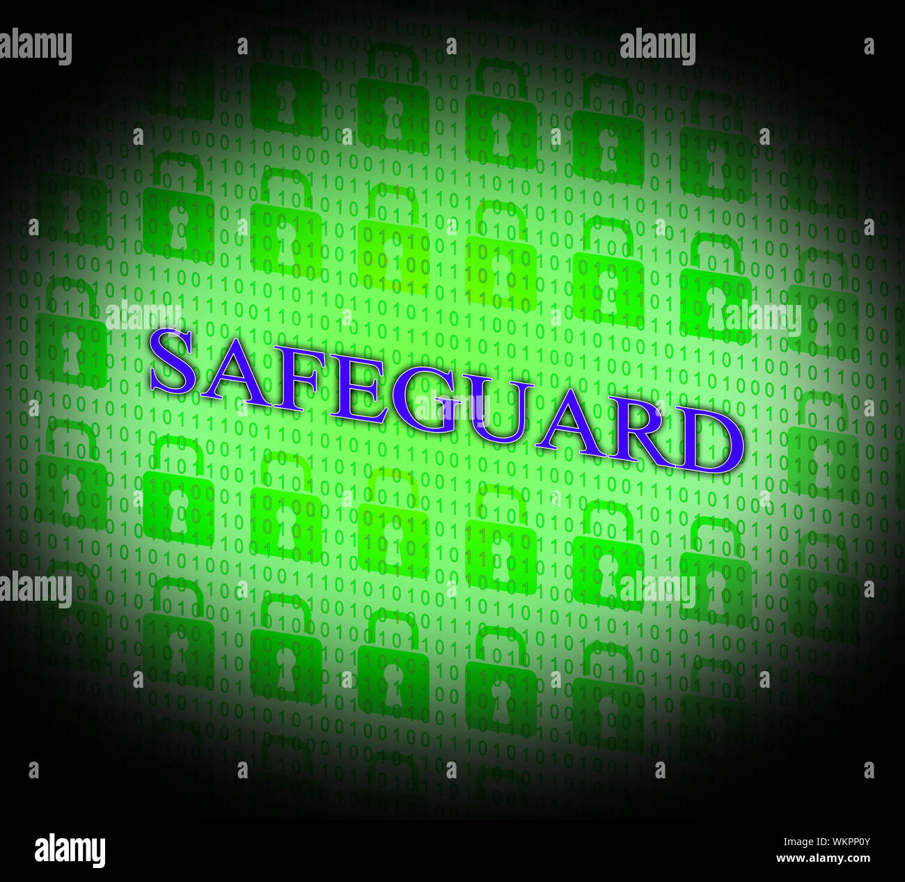 Locked Safeguard Representing Encryption Padlock And Private Stock ...