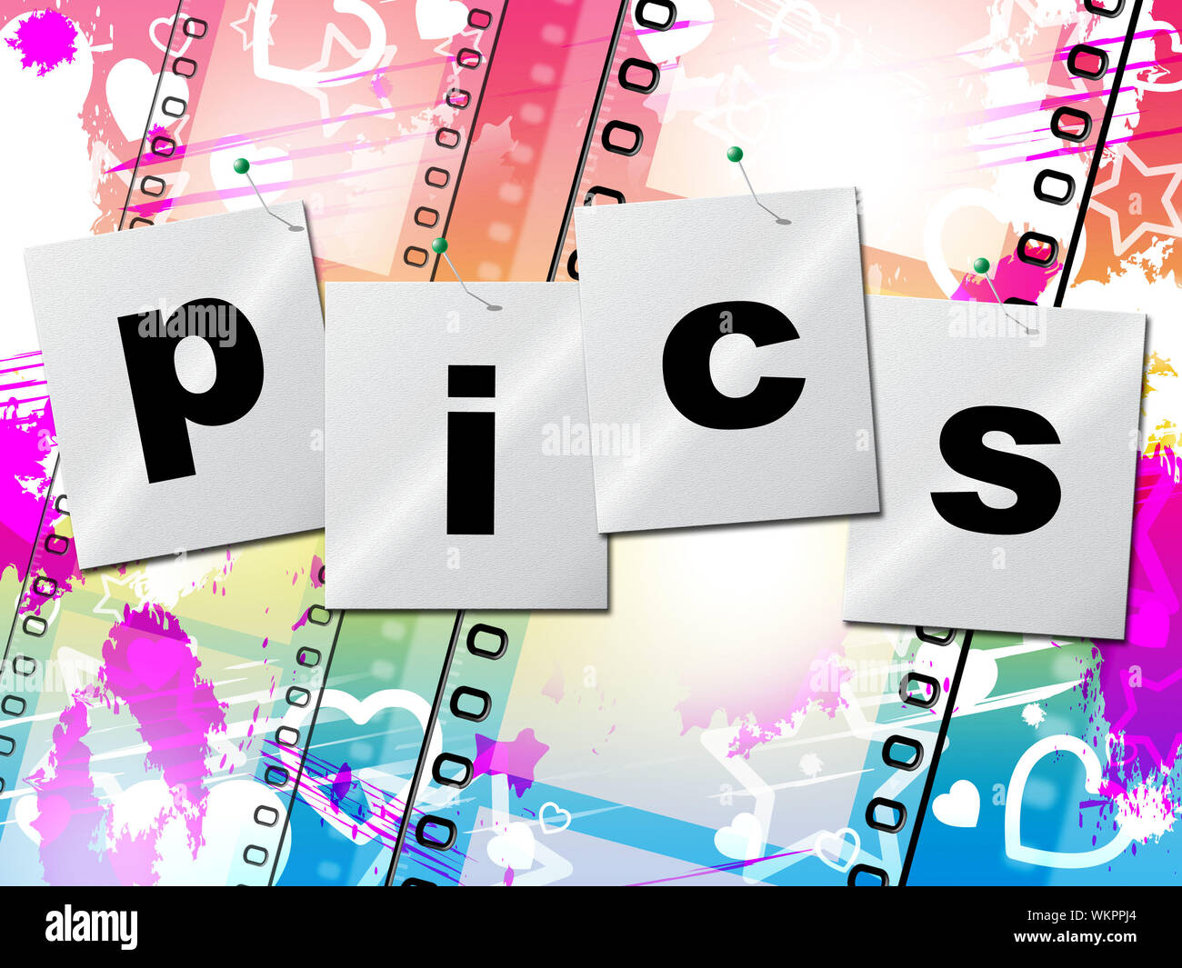 Pics Filmstrip Showing Film Picture And Cinematography Stock Photo - Alamy