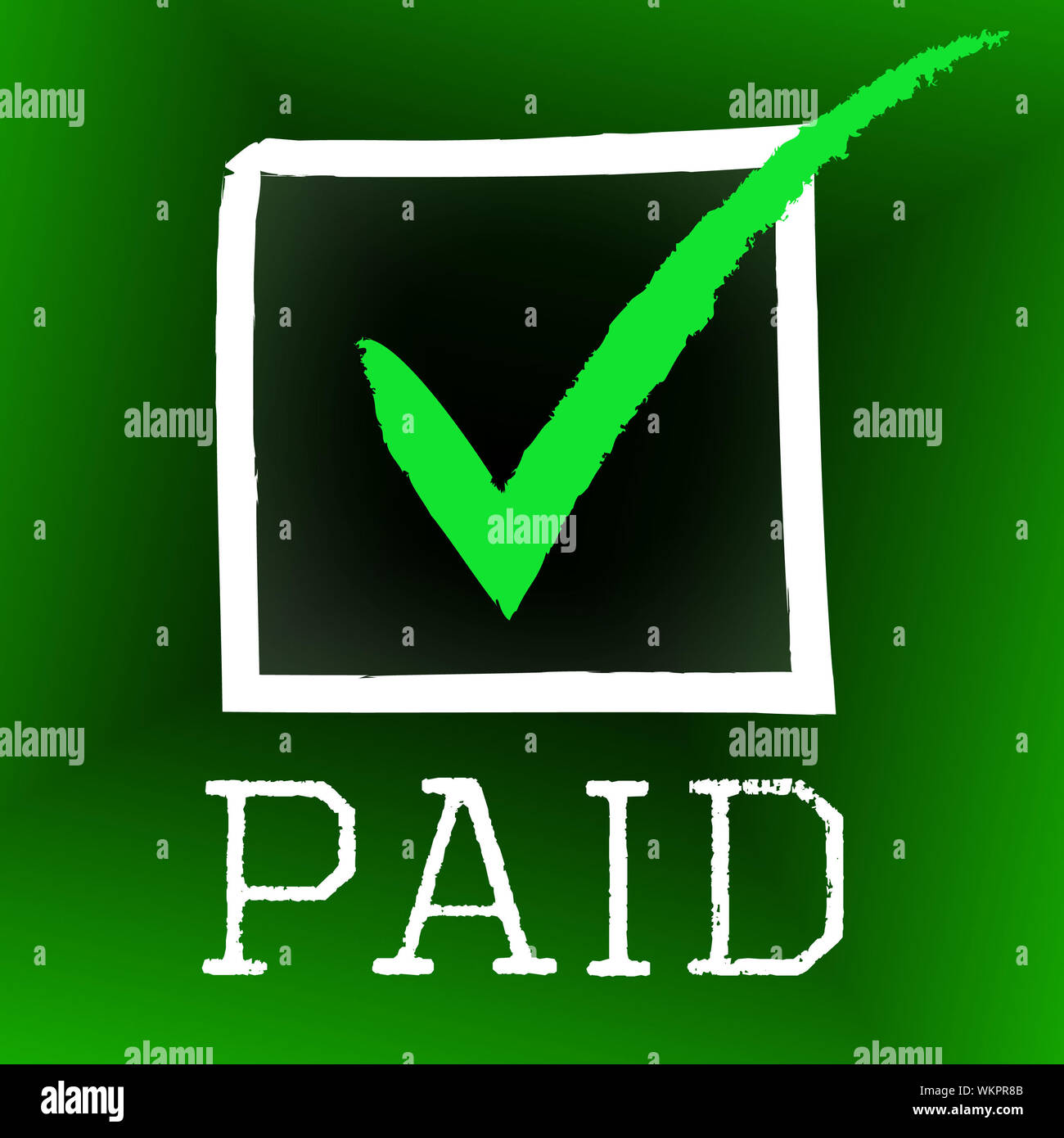 Tick Paid Meaning Mark Paying And Yes Stock Photo - Alamy