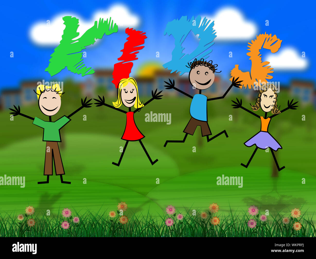 Playing Kids Representing Free Time And Leisure Stock Photo - Alamy