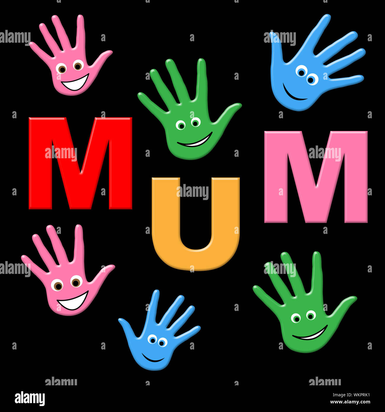 Mum Handprints Indicating Human Mummy And Colorful Stock Photo - Alamy