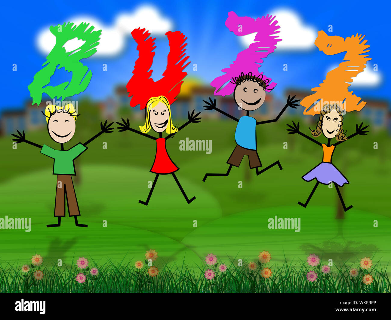 Kids Buzz Showing Public Relations And Youths Stock Photo - Alamy