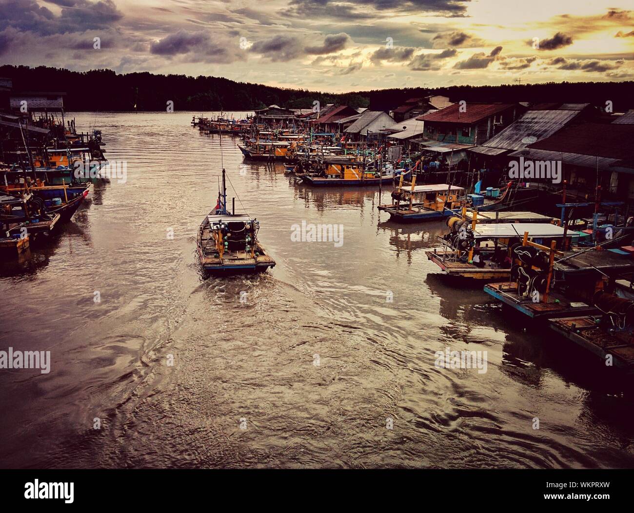 Boat Moving In River Stock Photo - Alamy