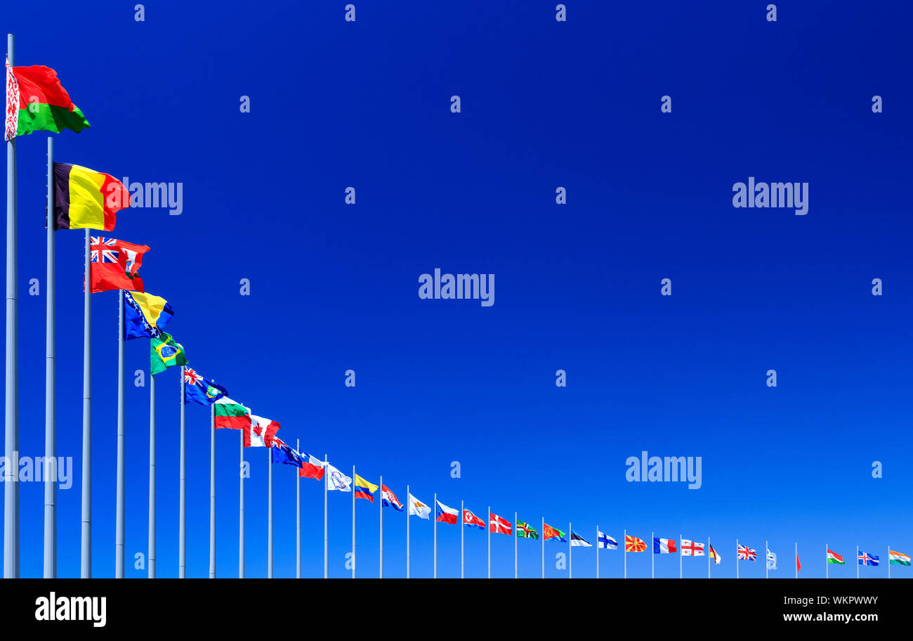 Lots of different country flags hi-res stock photography and images - Alamy