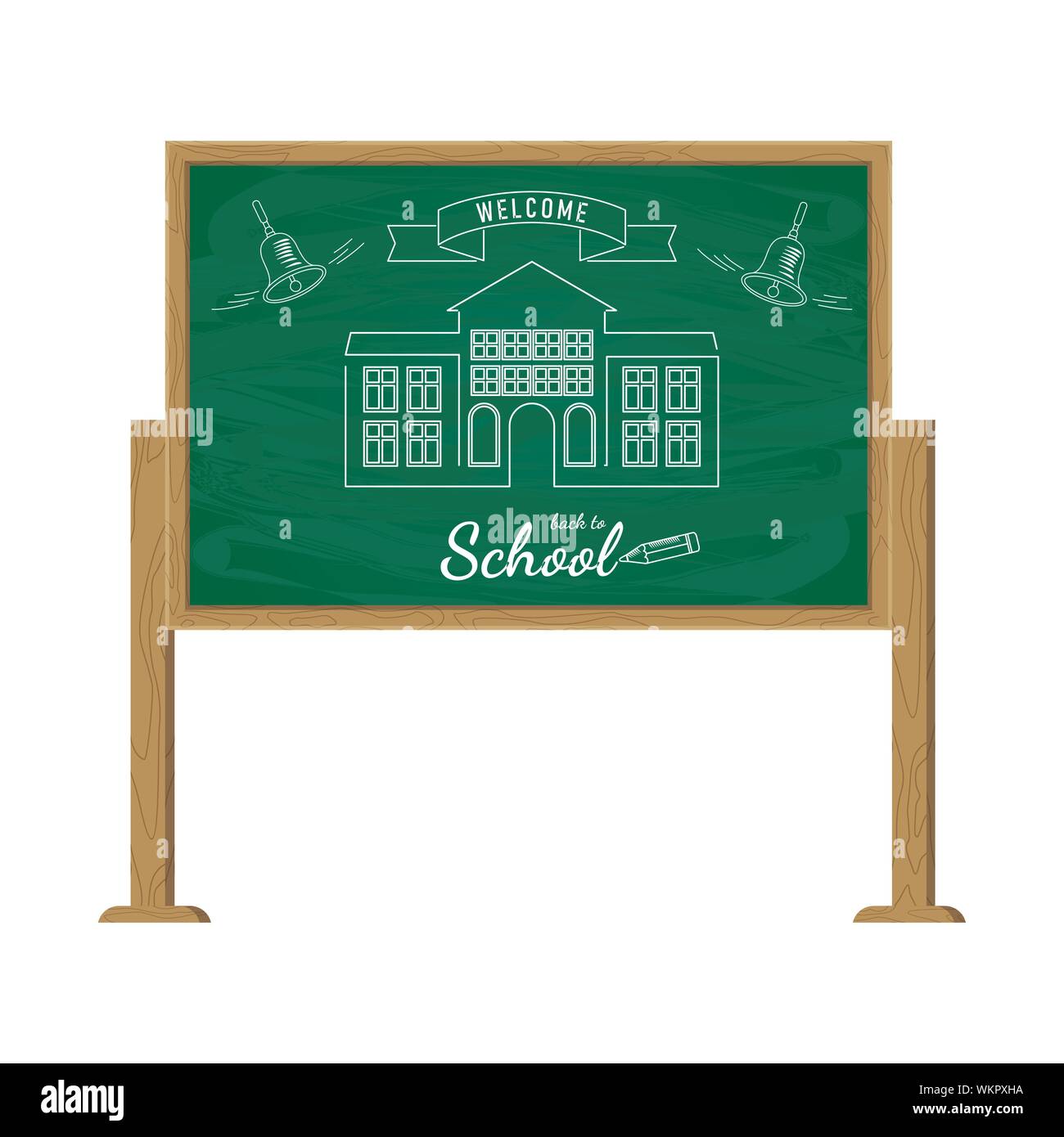 Poster welcome back to school on Green Chalkboards for classroom Stock ...