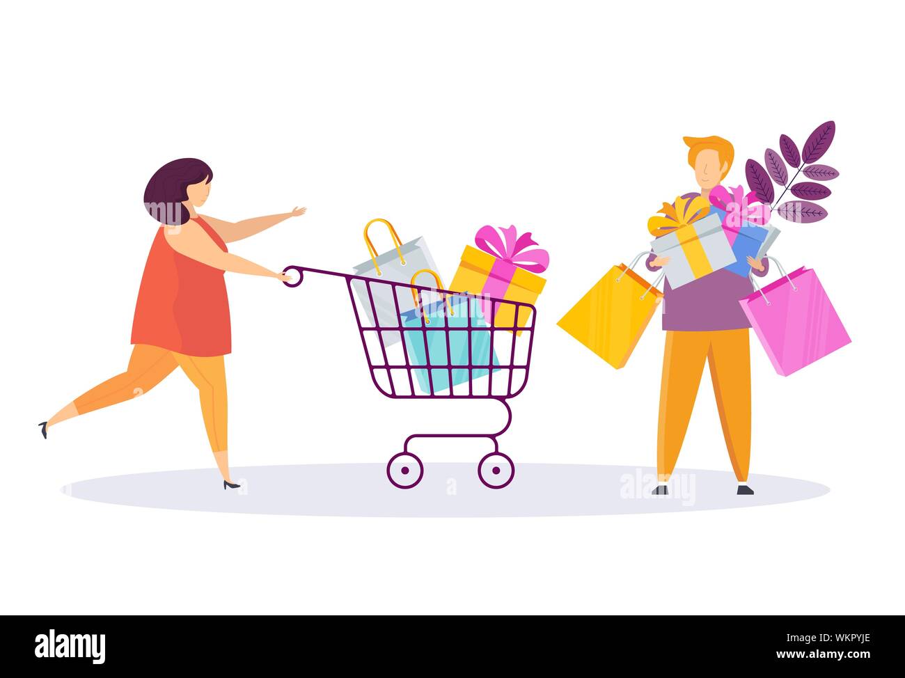 Woman supermarket shopping phone Cut Out Stock Images & Pictures - Alamy