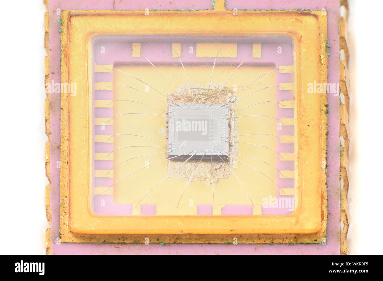 Old used Soviet-made microcircuit isolated on white background. High ...