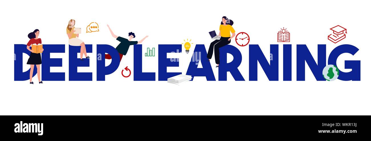 building a knowledge using deep learning vector illustration Stock ...