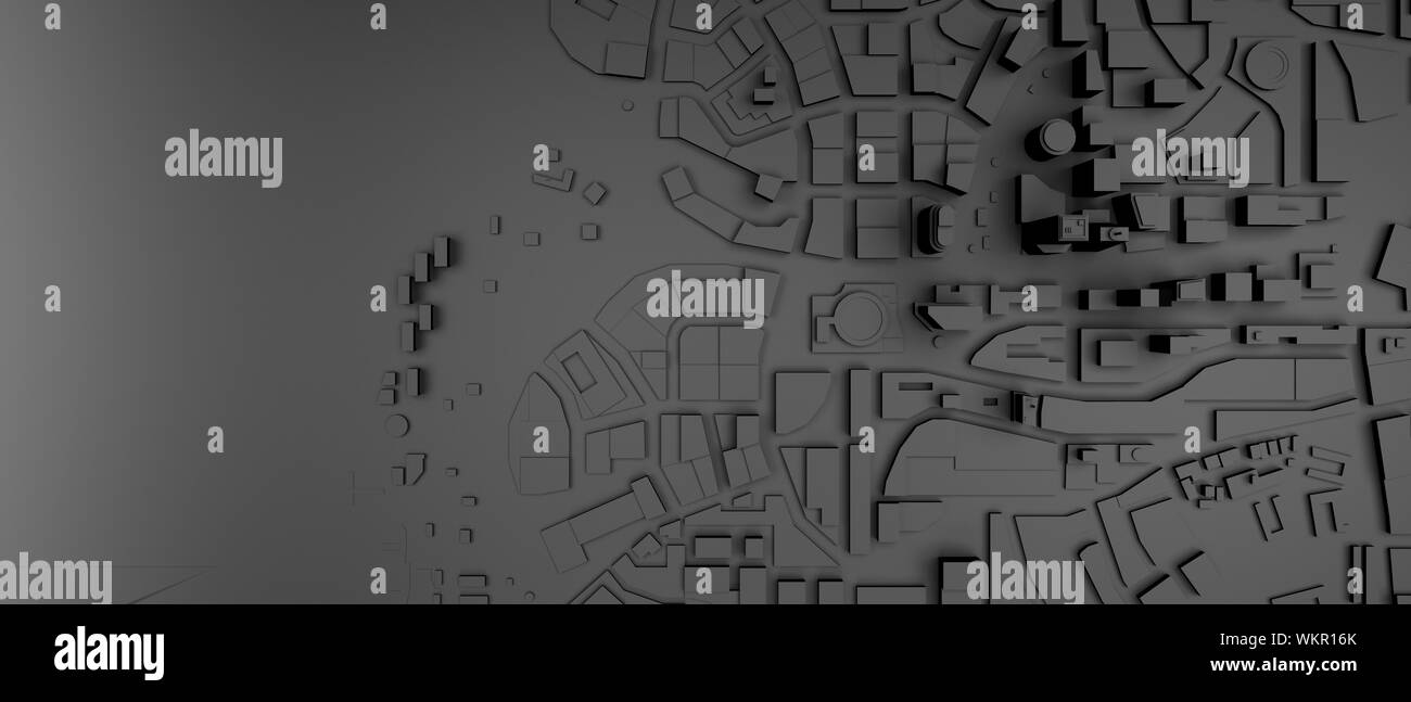 black low poly city top view. 3d rendering Stock Photo - Alamy
