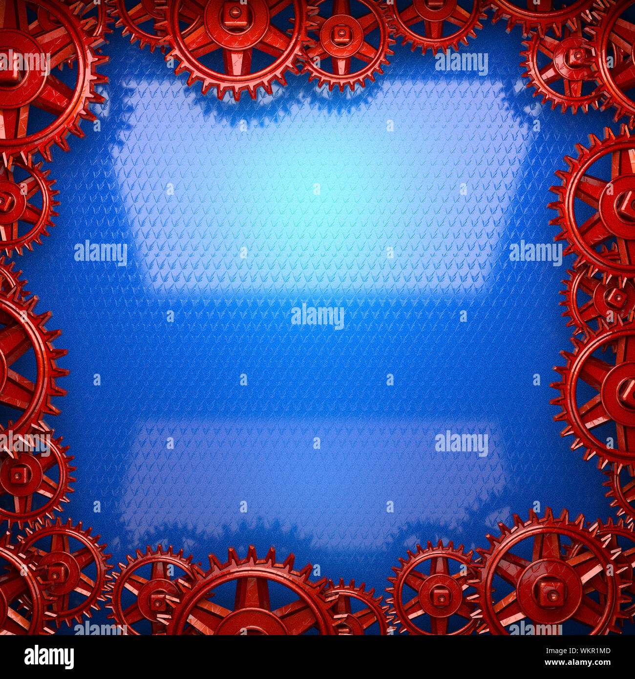 blue metal background with red cogwheel gears Stock Photo - Alamy