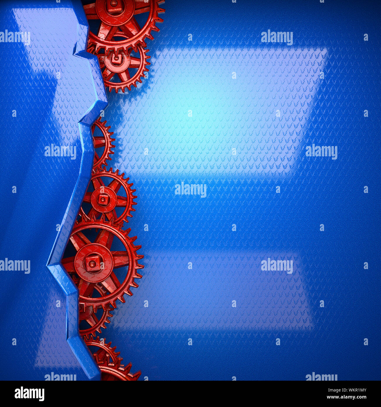 blue metal background with red cogwheel gears Stock Photo - Alamy