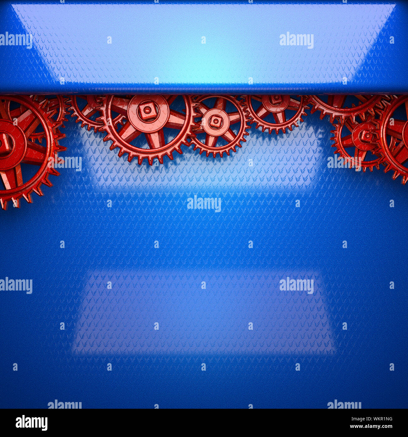 blue metal background with red cogwheel gears Stock Photo - Alamy