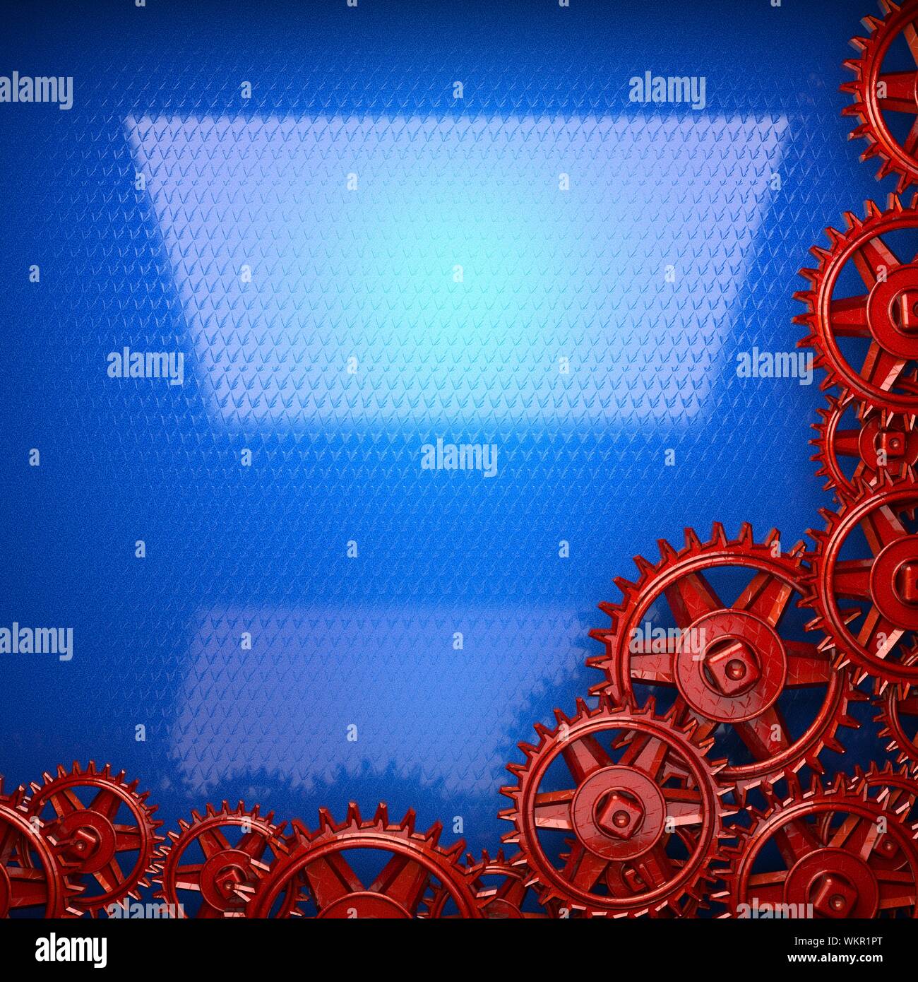 blue metal background with red cogwheel gears Stock Photo - Alamy