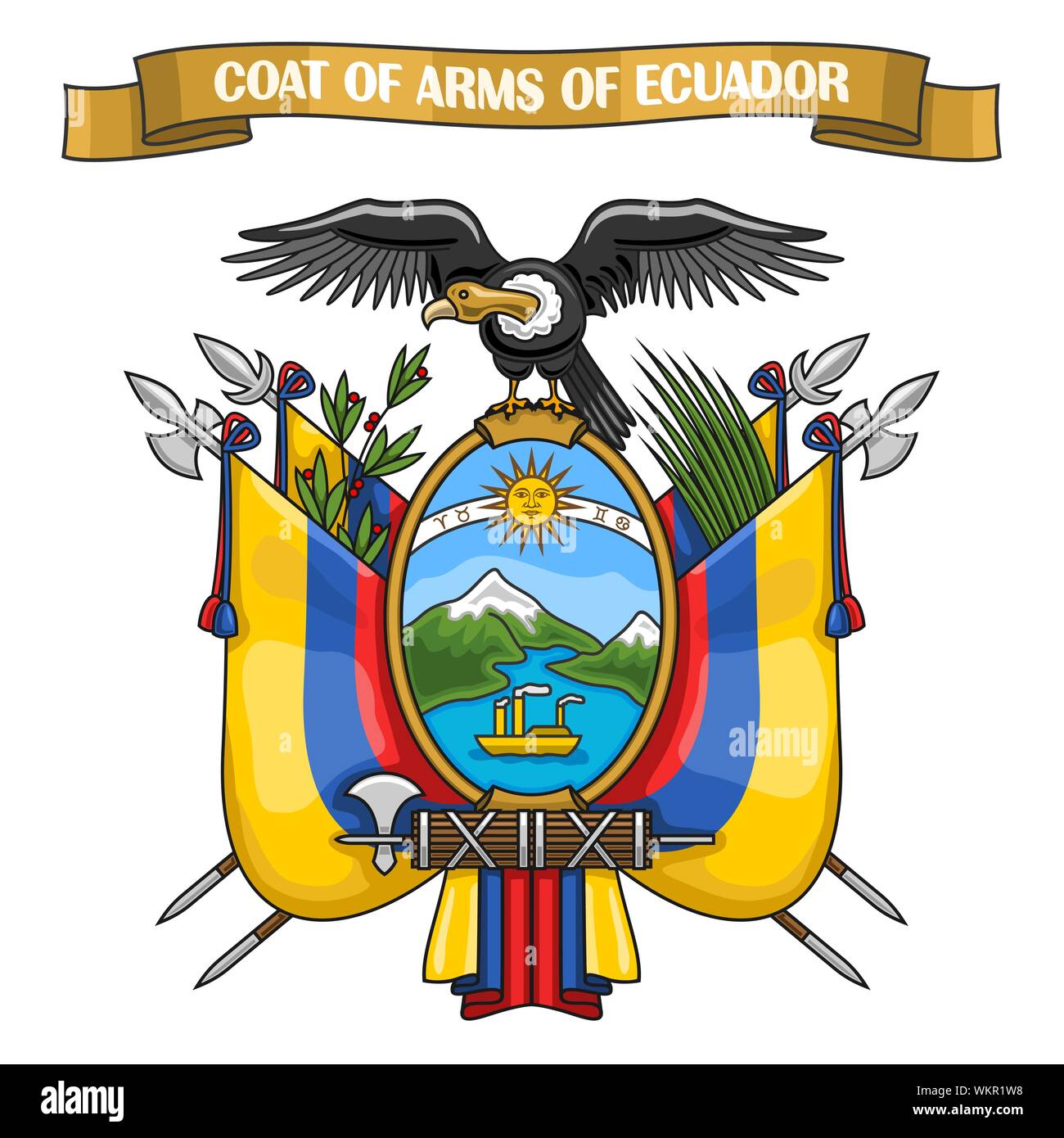 Vector illustration on theme of Ecuadorian Coat of Arms, heraldic ...