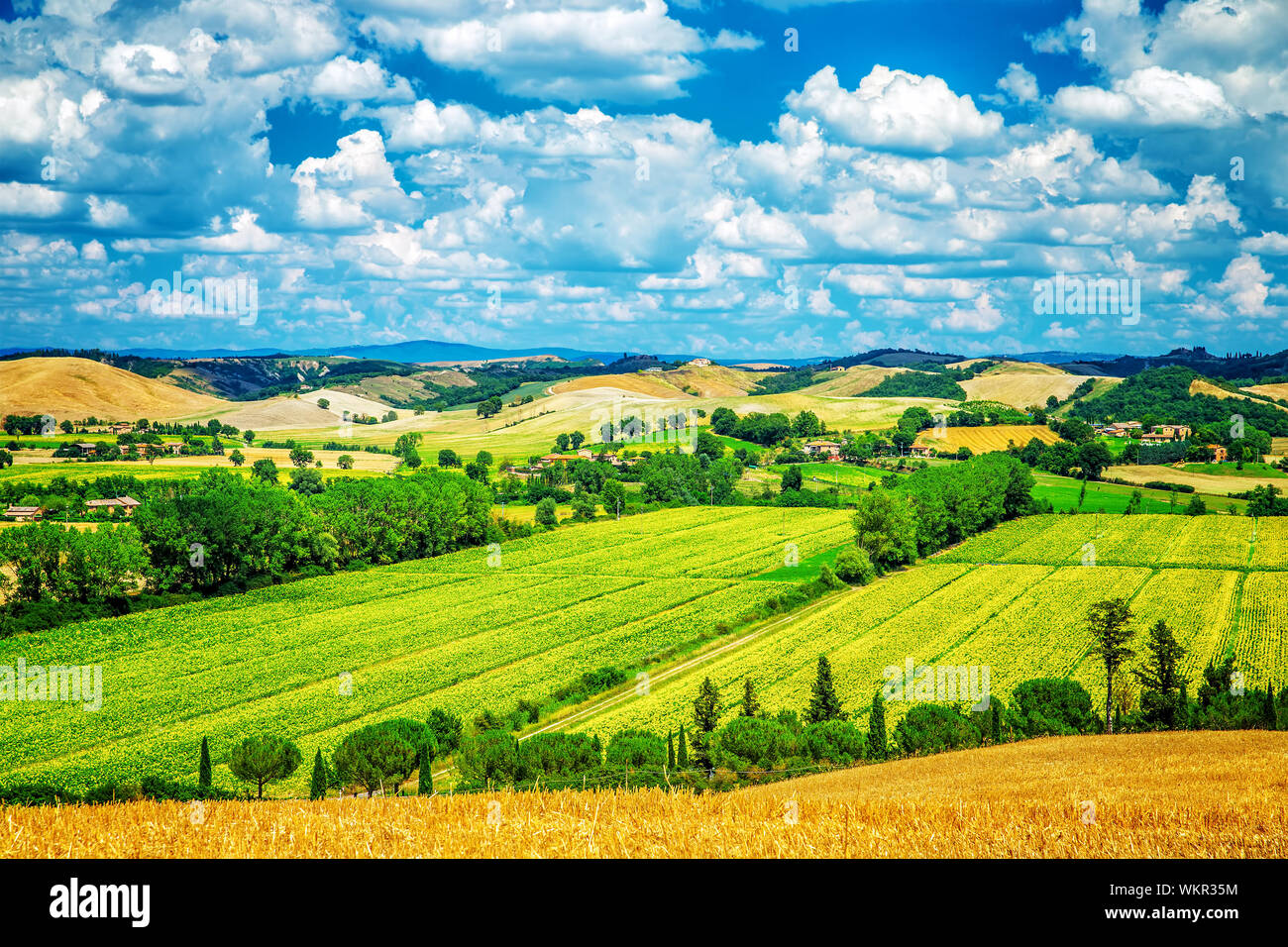 Amazing landscape, beautiful fresh green valley, countryside panoramic ...