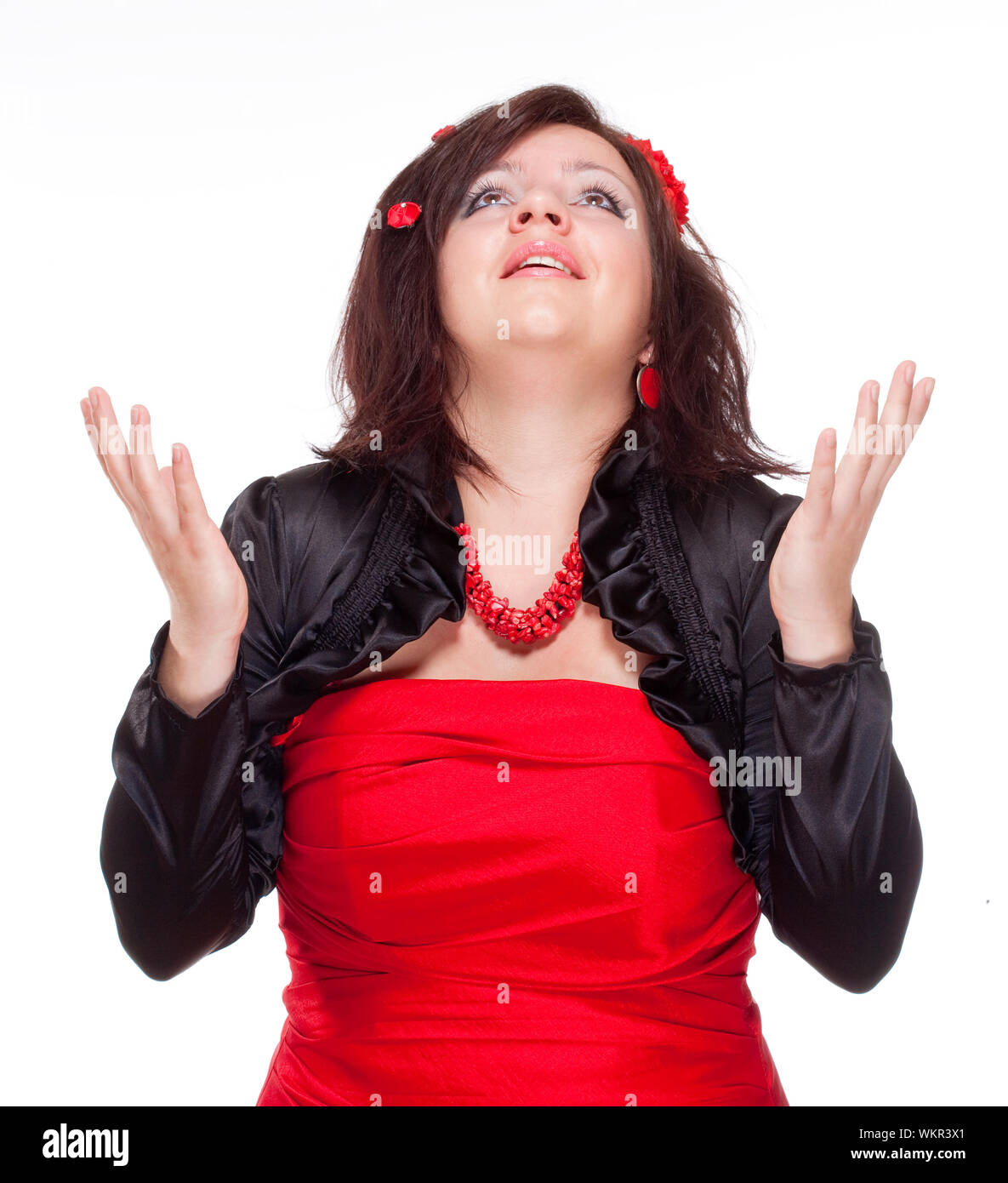 Opera Singer Performing in her Stage Dress - Isolated on White Stock ...