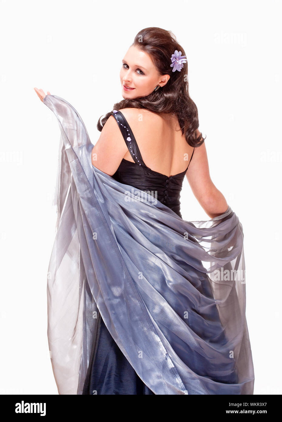 Opera Singer Performing in her Stage Dress - Isolated on White Stock ...