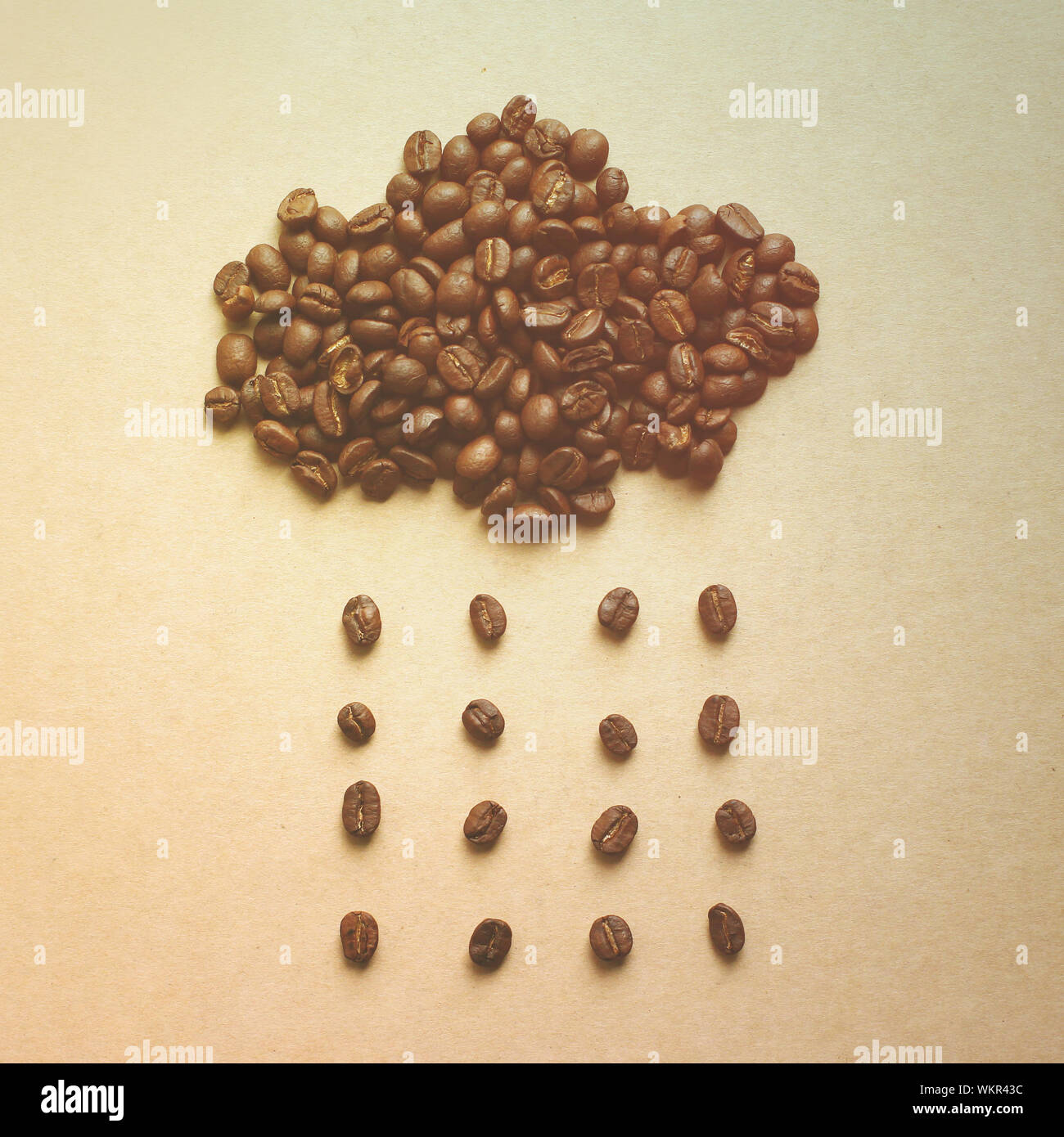 Cloud and rain from coffee beans with retro filter effect Stock Photo ...
