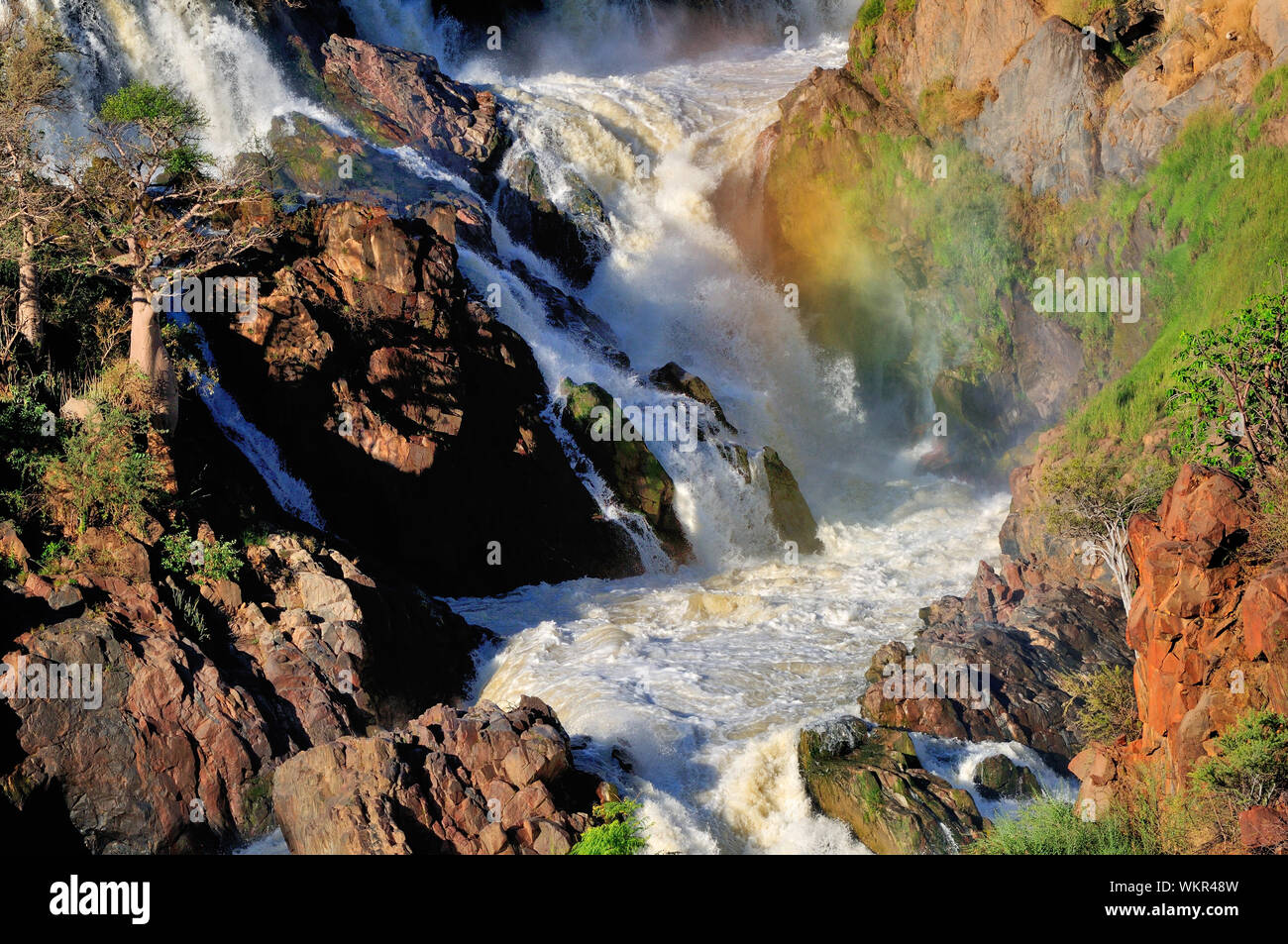 A small portion of the Epupa waterfalls in on the border of Angola and ...