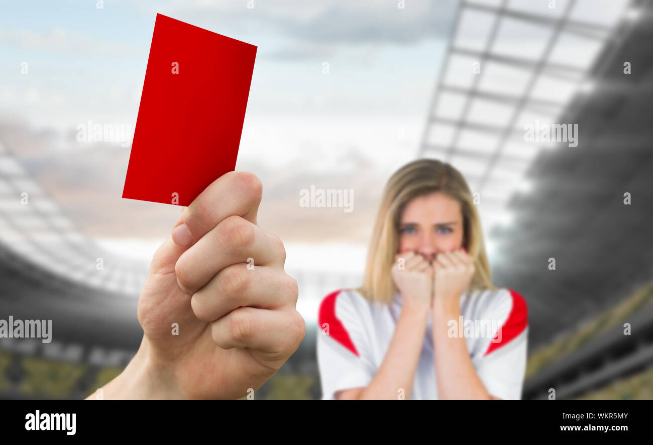 Female football referee showing red hi-res stock photography and images ...