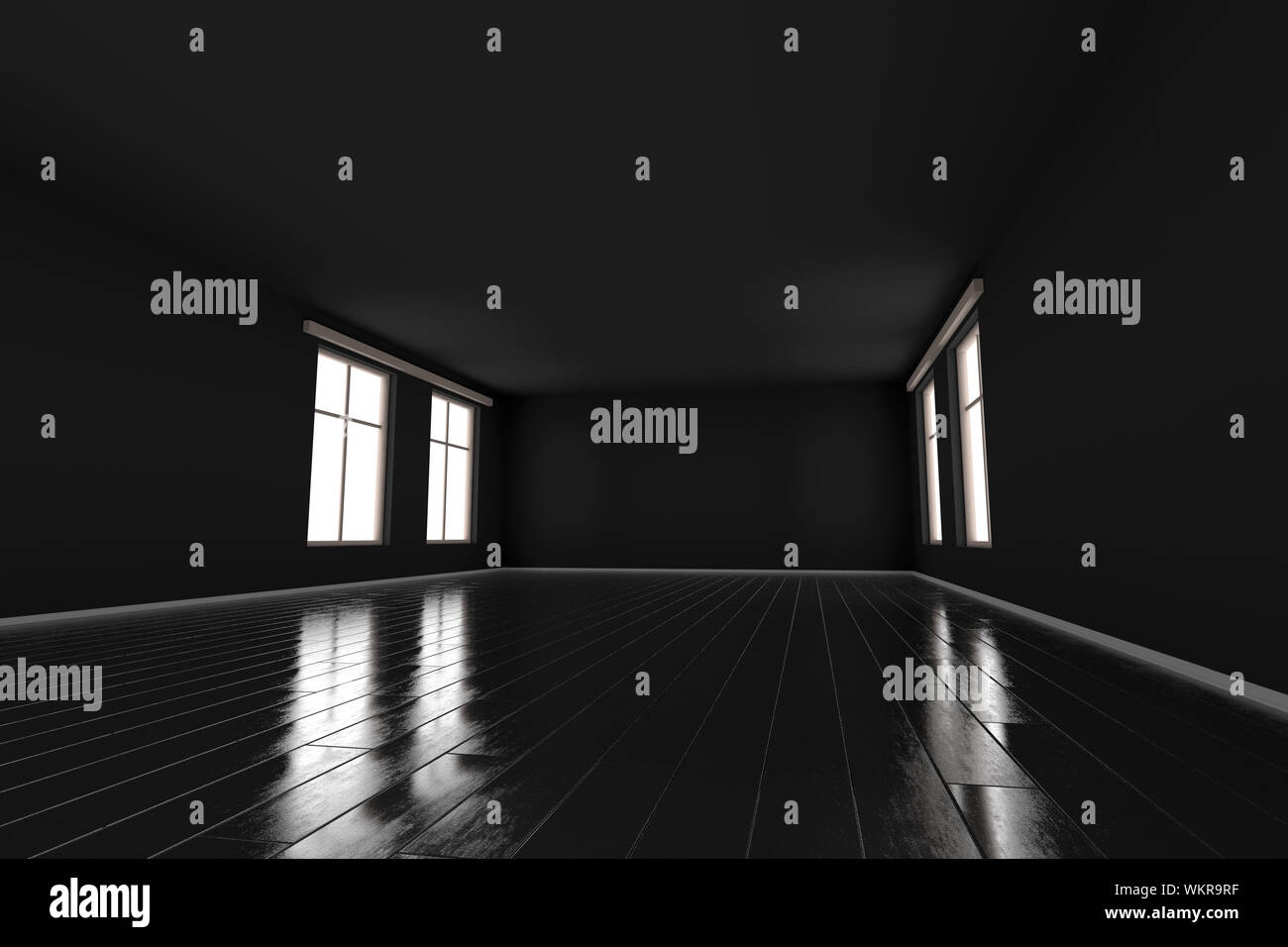 3D rendered Illustration of a dark empty room Stock Photo - Alamy