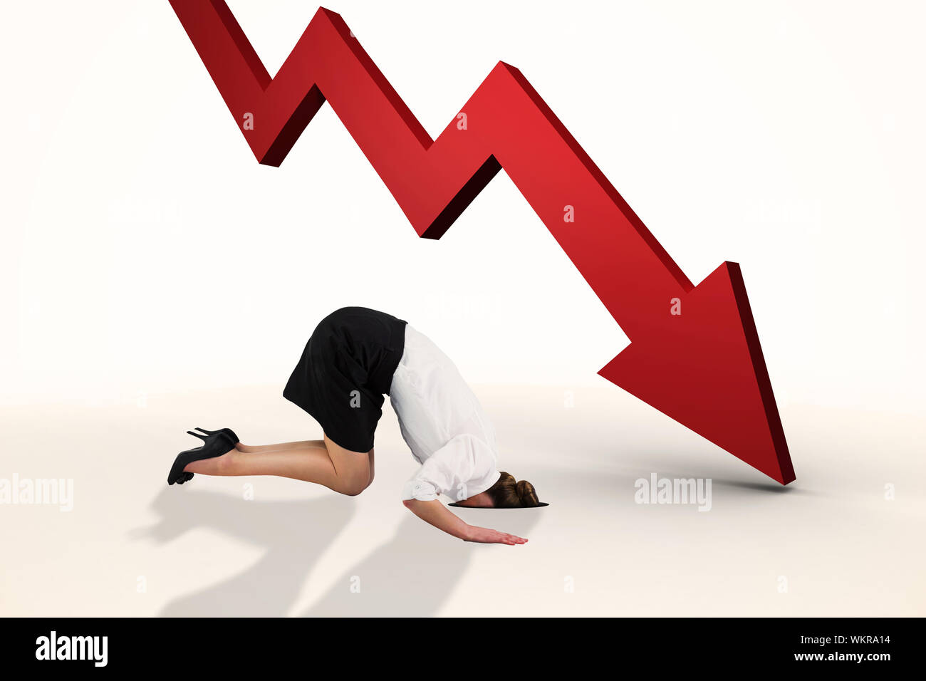 Woman pointing downwards hi-res stock photography and images - Alamy