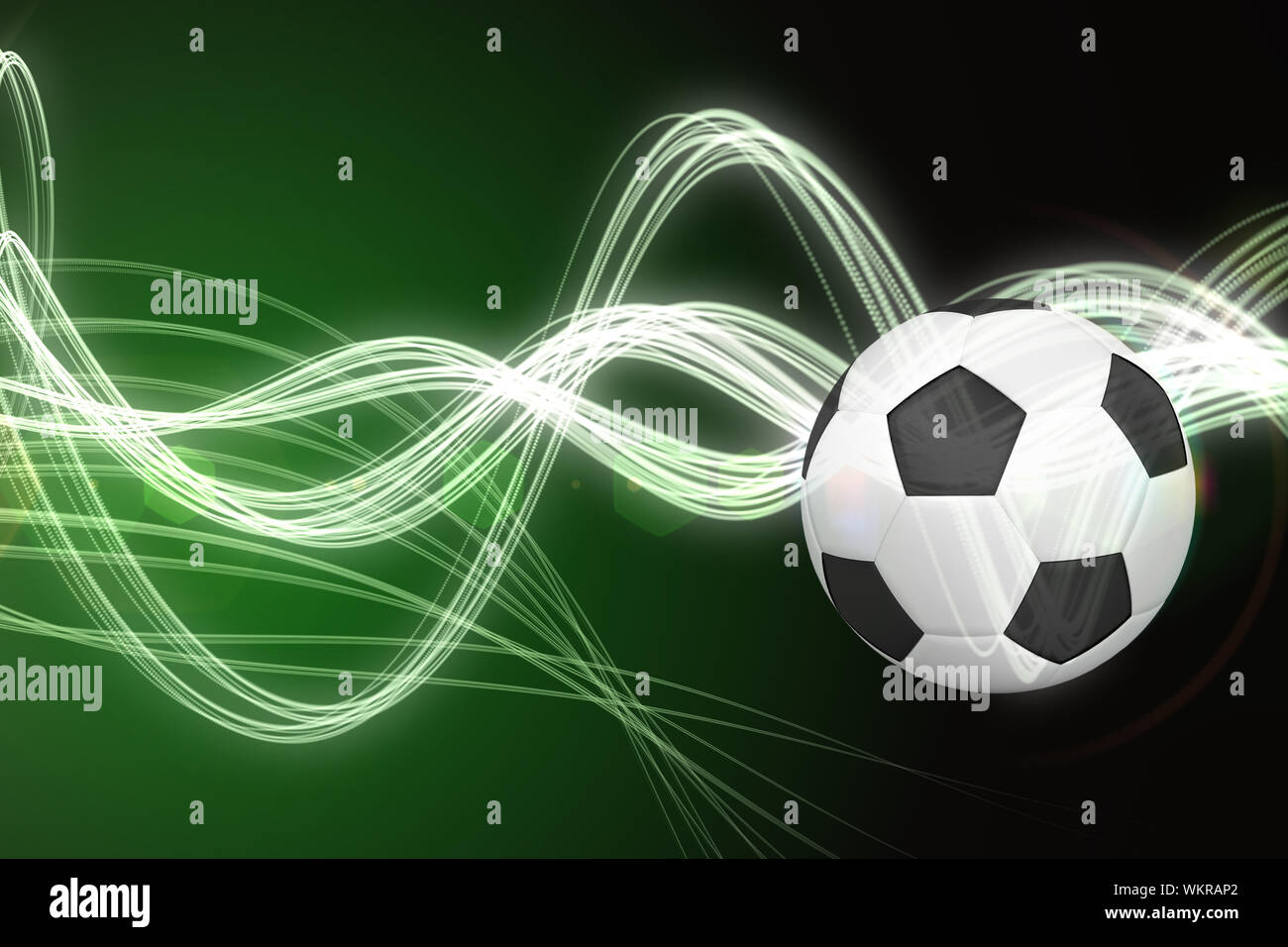 Football against curved laser light design in green Stock Photo - Alamy