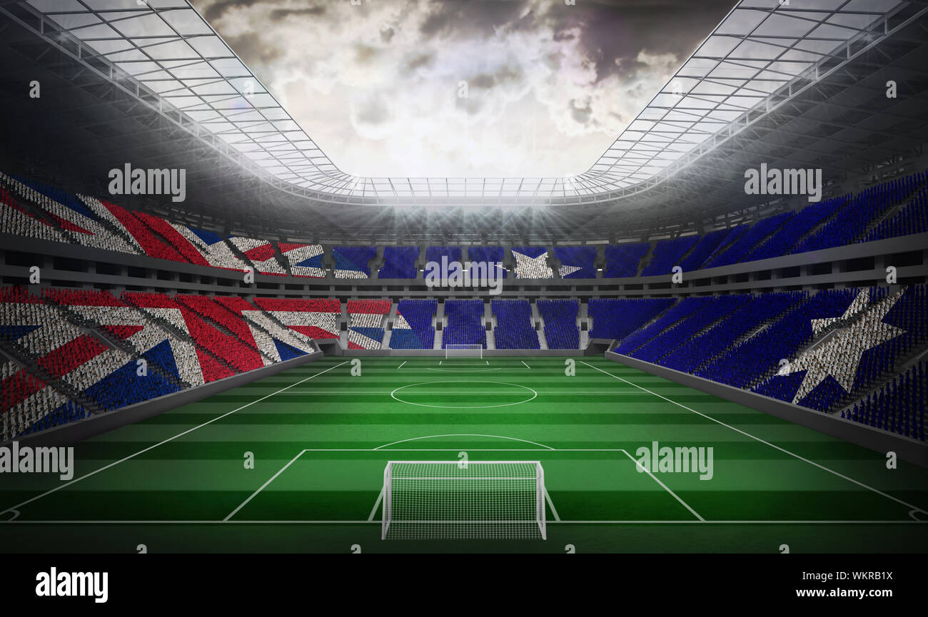 Australian flag against football stadium Stock Photo - Alamy