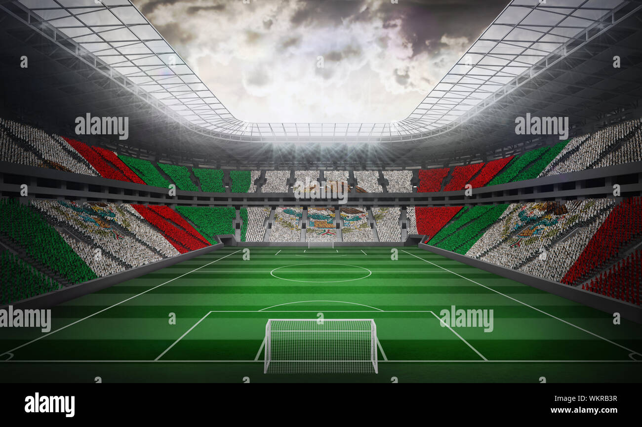 Digitally generated mexican national flag against football stadium ...