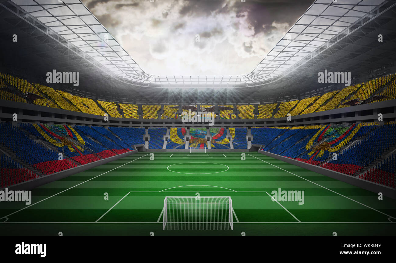 Digitally generated ecuador national flag against football stadium ...